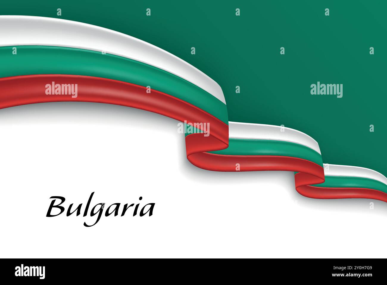 Waving ribbon with flag of Bulgaria. Template for independence day ...