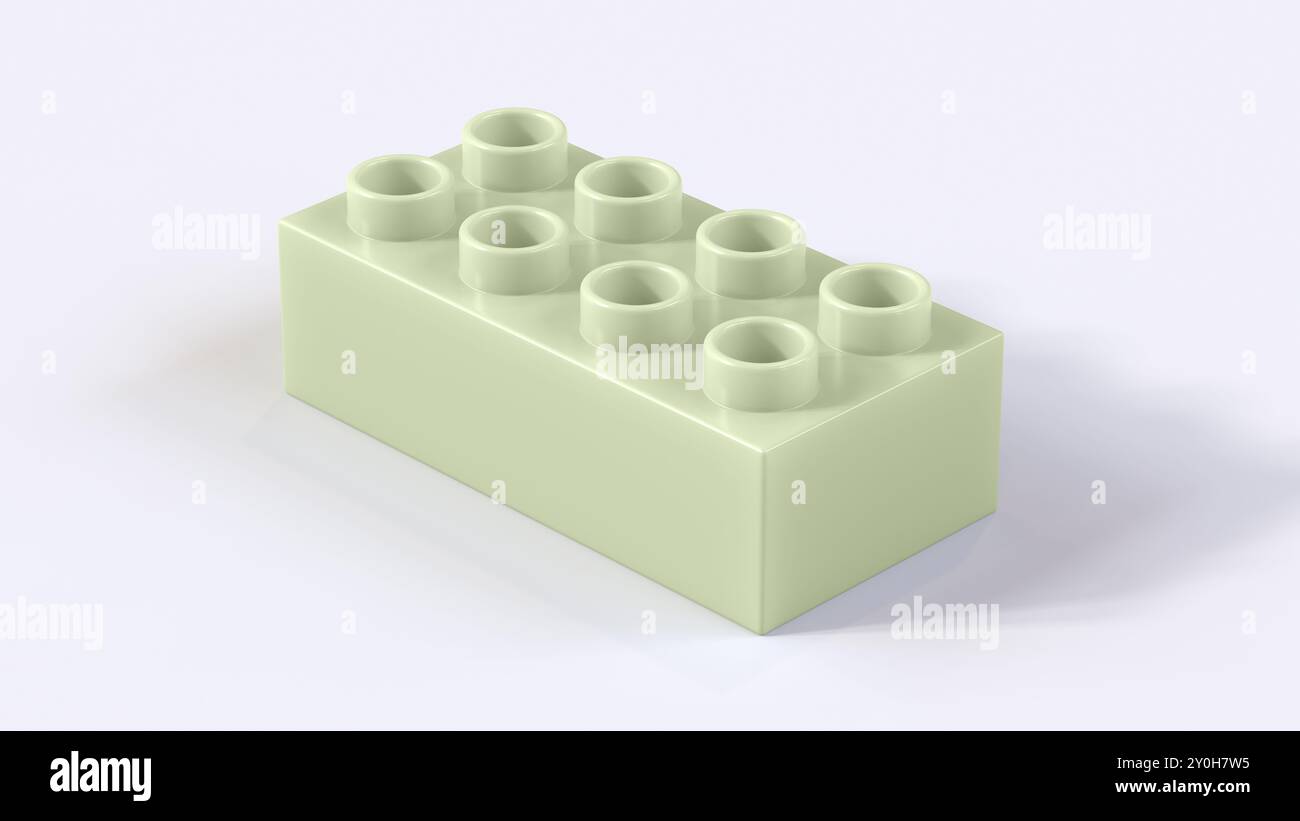 Seafoam Green Plastic Lego Block on a White Background. Children Toy ...