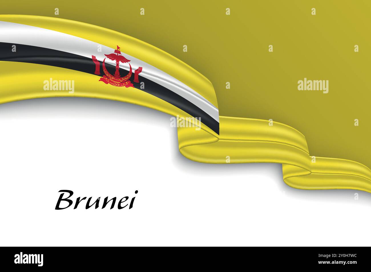 Waving ribbon with flag of Brunei. Template for independence day poster ...