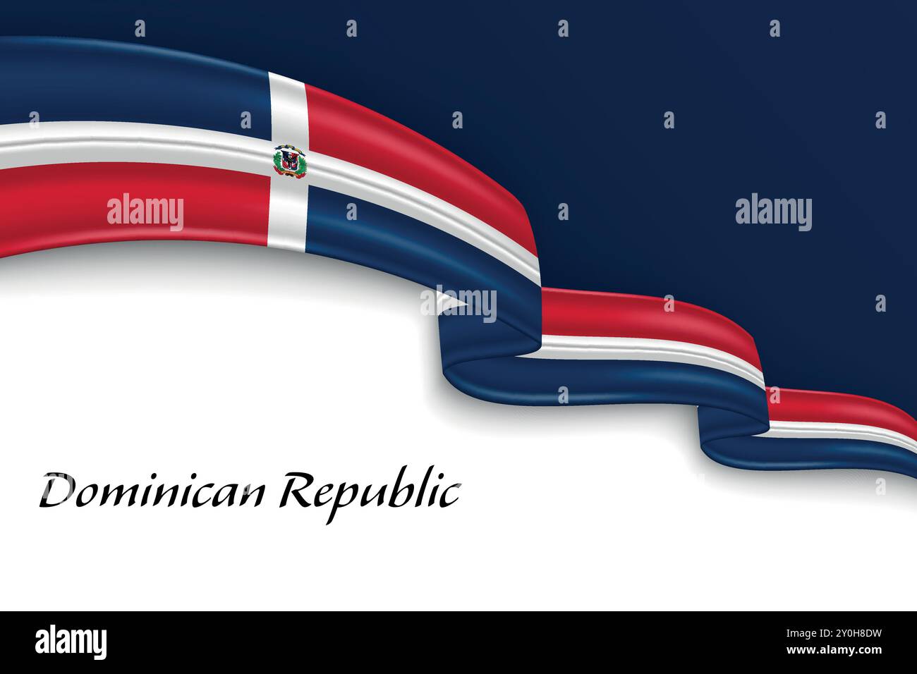 Waving ribbon with flag of Dominican Republic. Template for ...