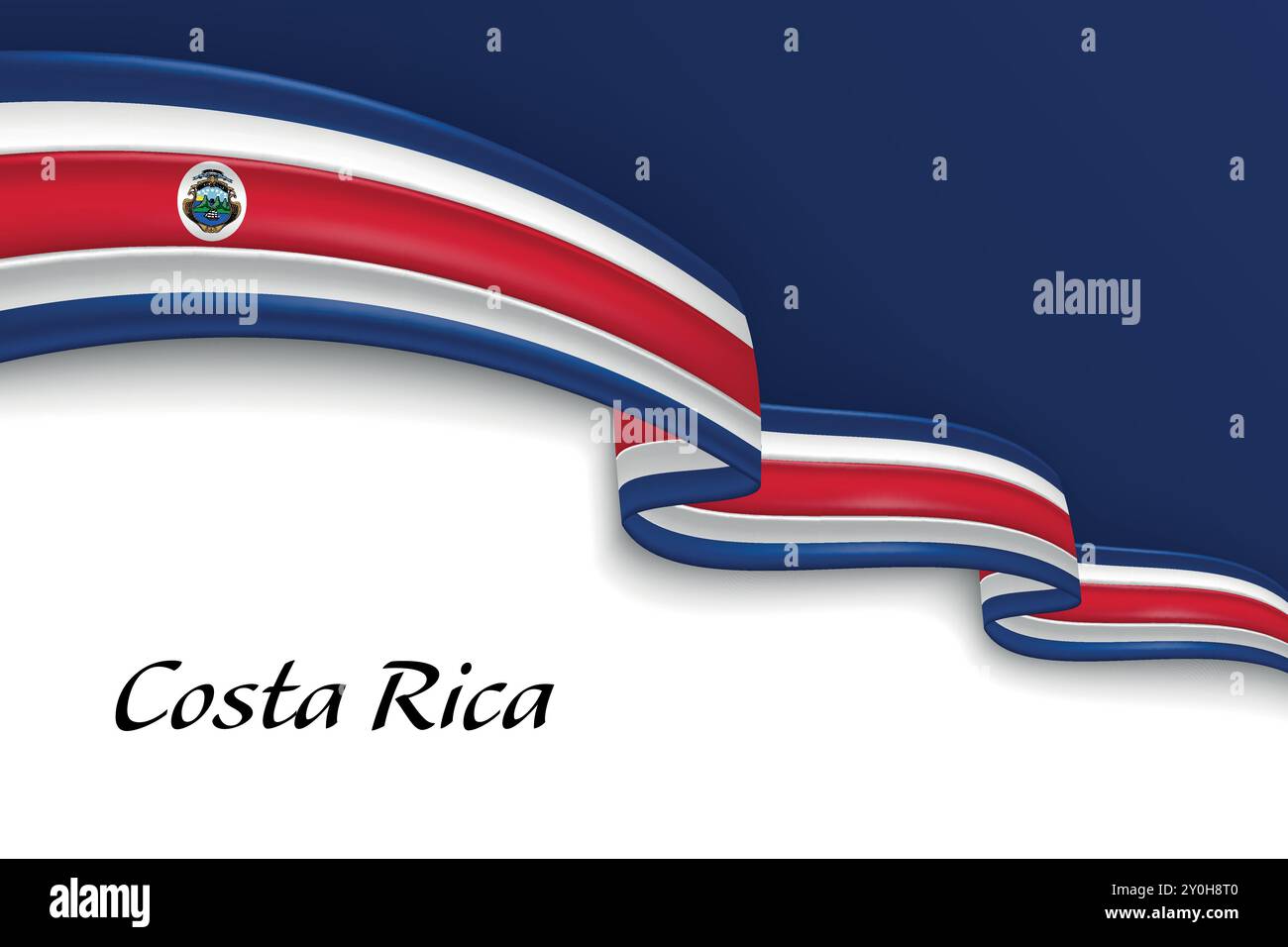 Waving ribbon with flag of Costa Rica. Template for independence day ...