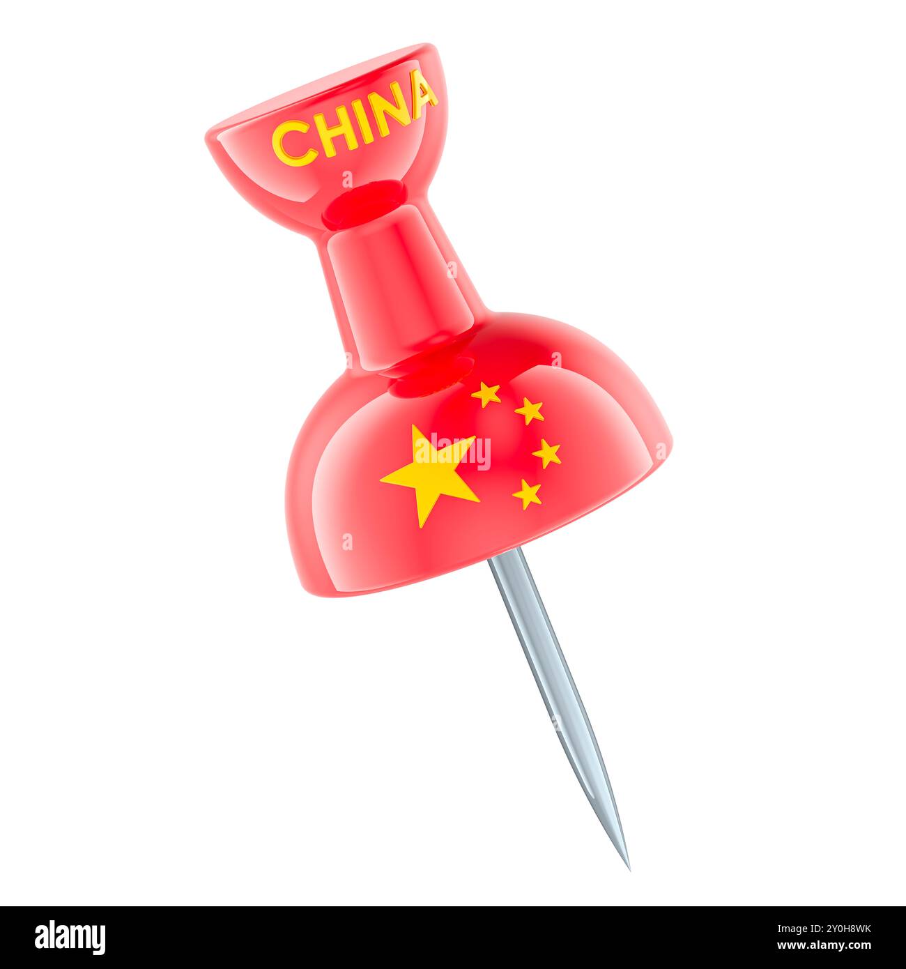 Push pin with Chinese flag, 3D rendering isolated on white background ...
