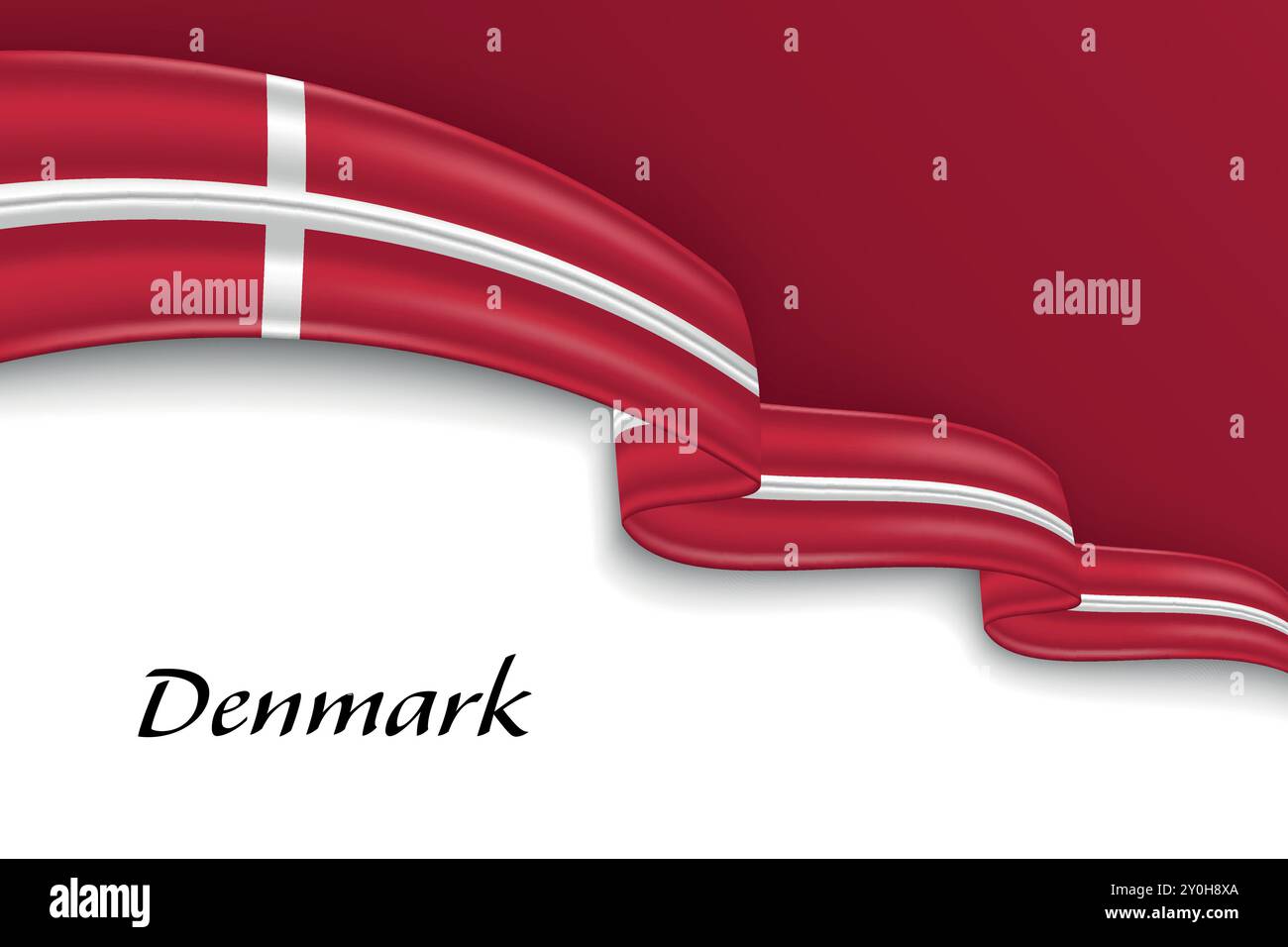 Waving ribbon with flag of Denmark. Template for independence day ...