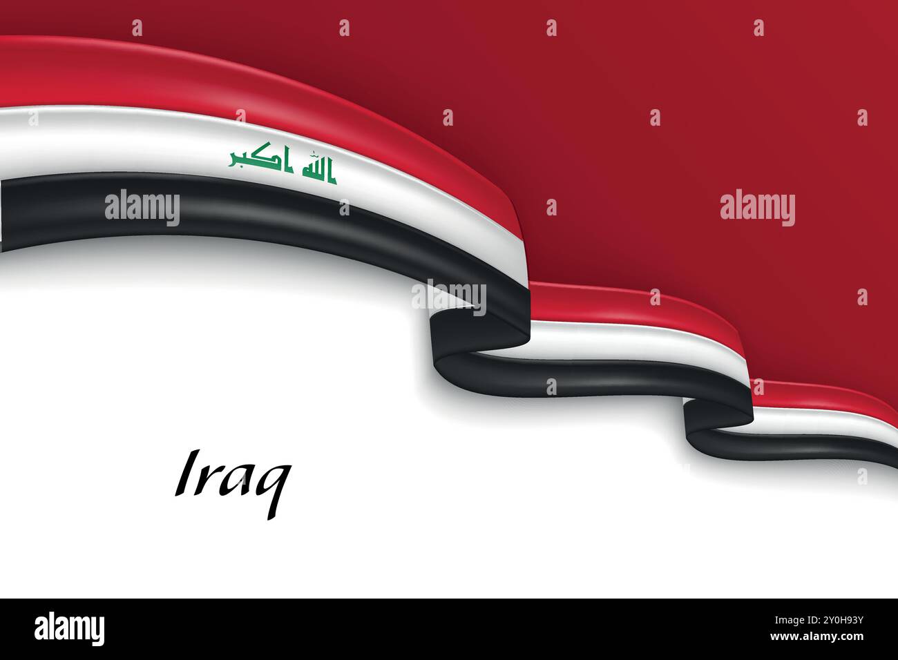 Waving ribbon with flag of Iraq. Template for independence day poster ...