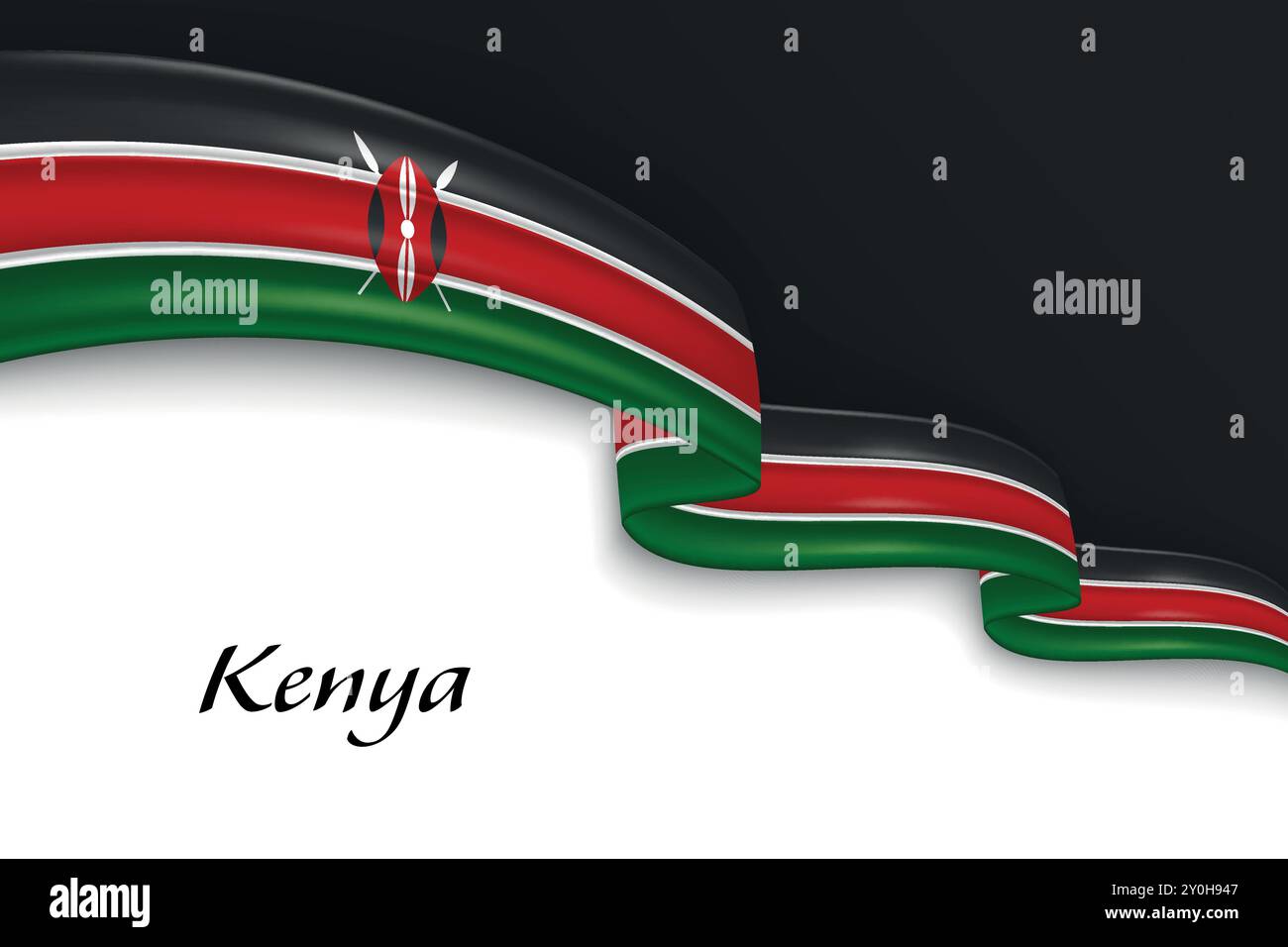 Waving ribbon with flag of Kenya. Template for independence day poster ...