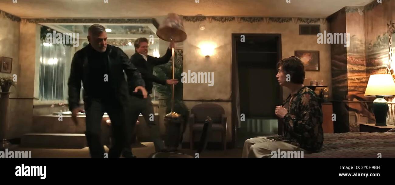 USA. George Clooney, Brad Pitt and Austin Abrams in Wolfs - (c)Sony ...