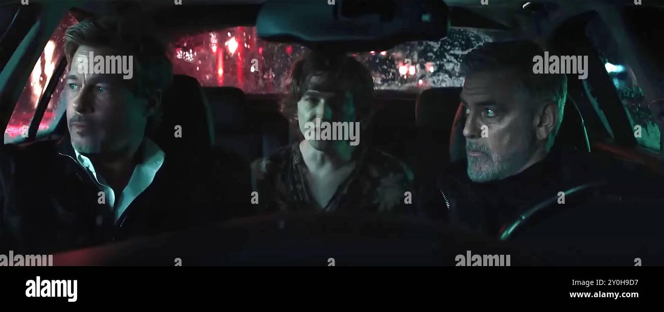 USA. Brad Pitt, George Clooney and Austin Abrams in Wolfs - (c)Sony ...