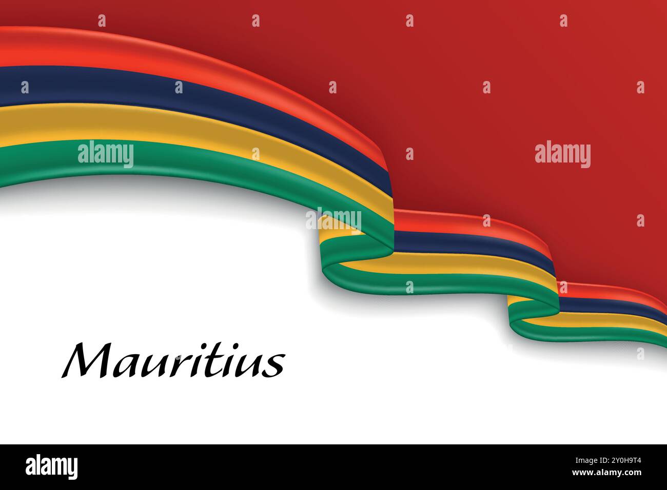 Waving ribbon with flag of Mauritius. Template for independence day ...
