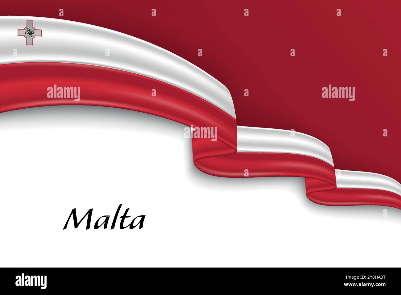 Waving ribbon with flag of Malta. Template for independence day poster ...