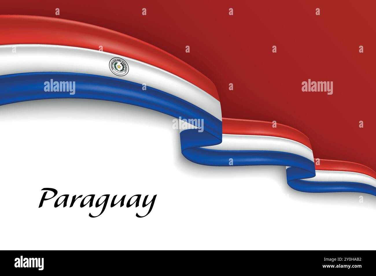 Waving ribbon with flag of Paraguay. Template for independence day ...