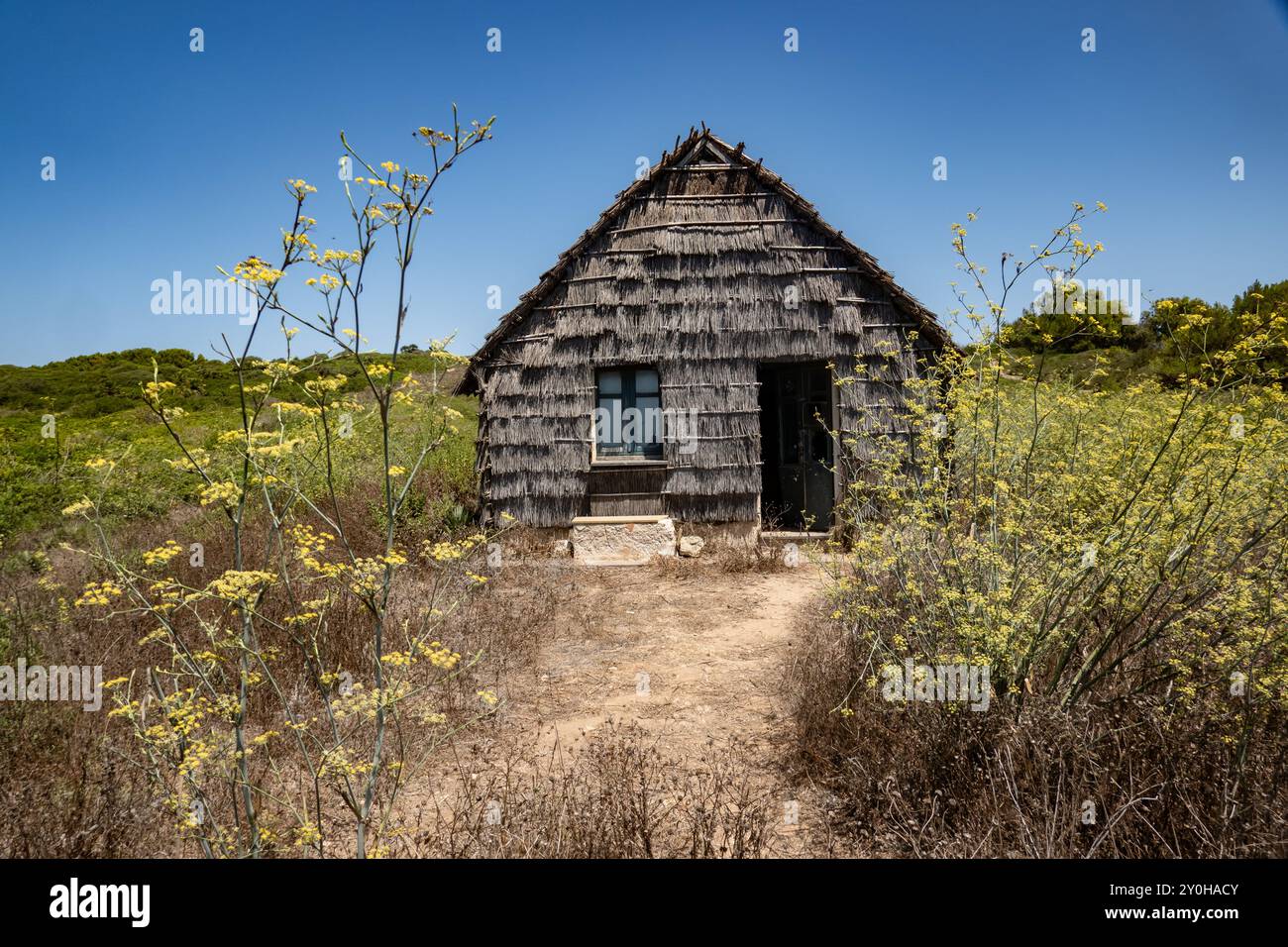Cabras, Italy. 07th Aug, 2024. A typical fisherman's house is being ...