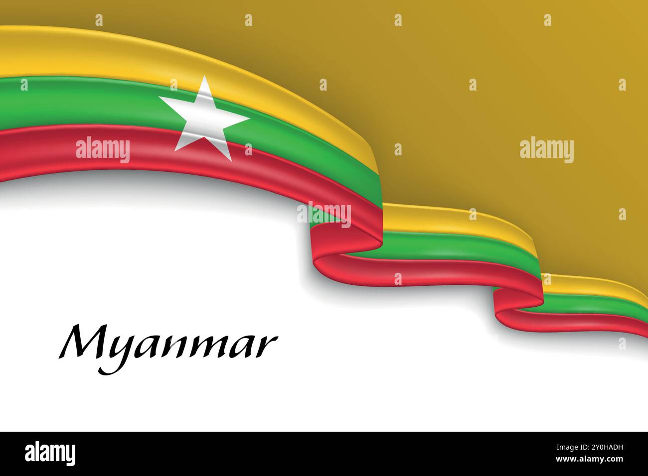 Waving ribbon with flag of Myanmar. Template for independence day ...