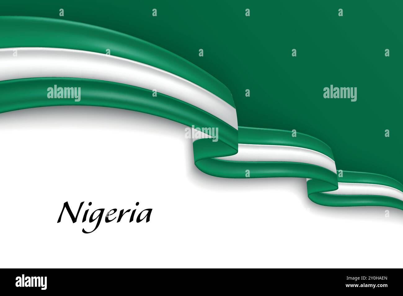 Waving ribbon with flag of Nigeria. Template for independence day ...