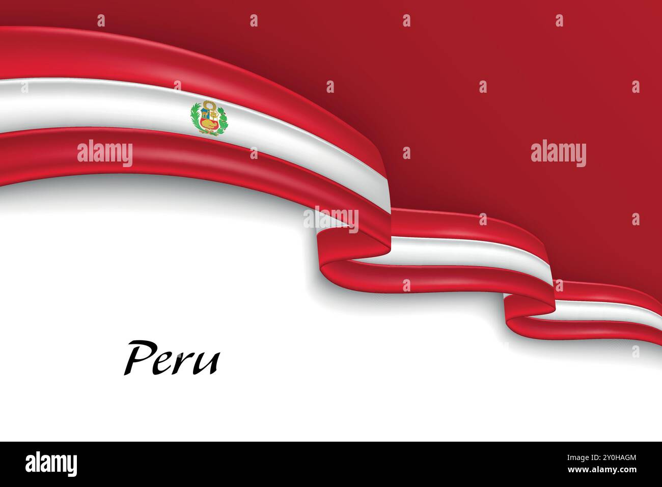 Waving ribbon with flag of Peru. Template for independence day poster ...