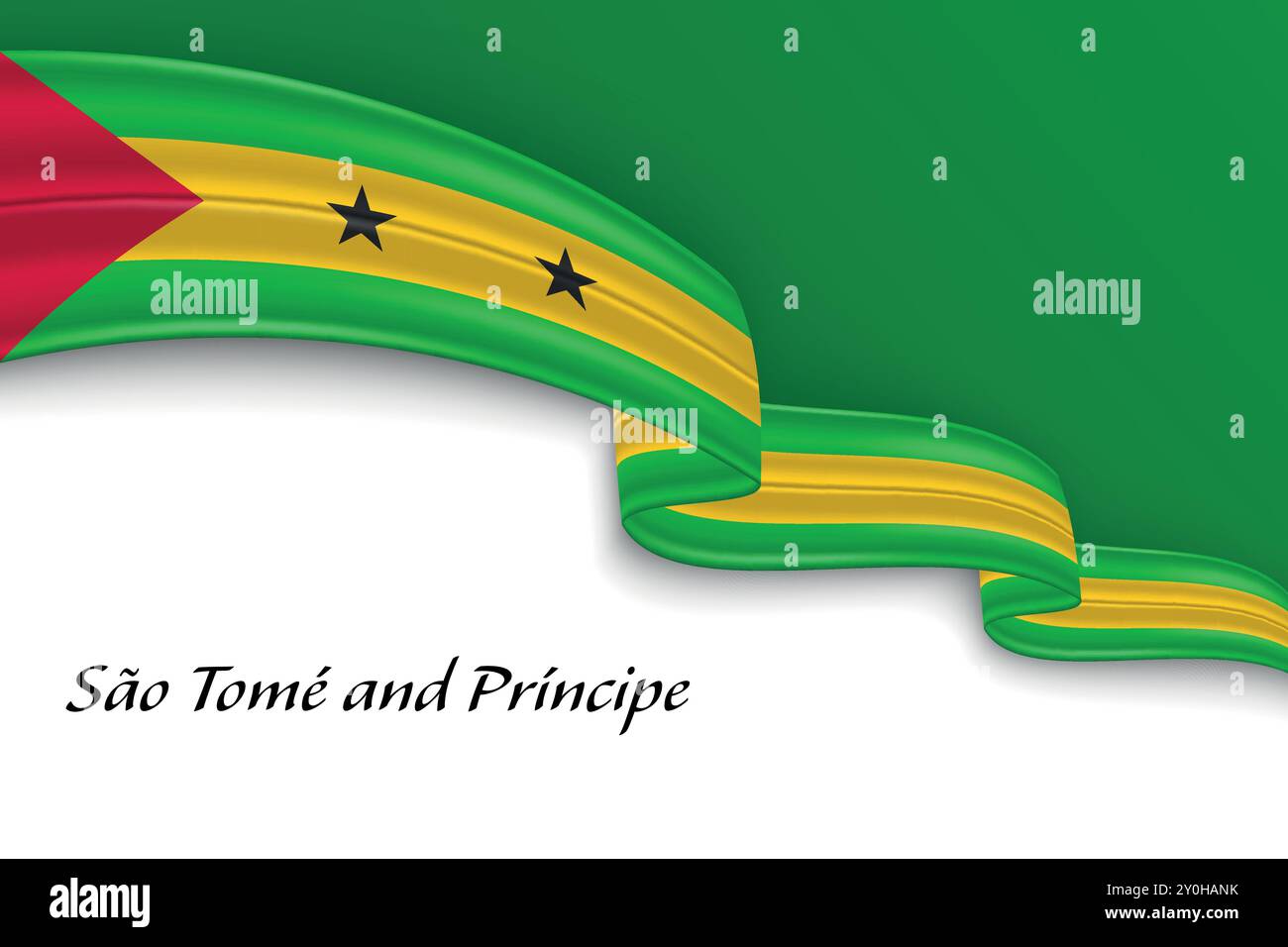 Waving ribbon with flag of Sao Tome and Principe. Template for ...
