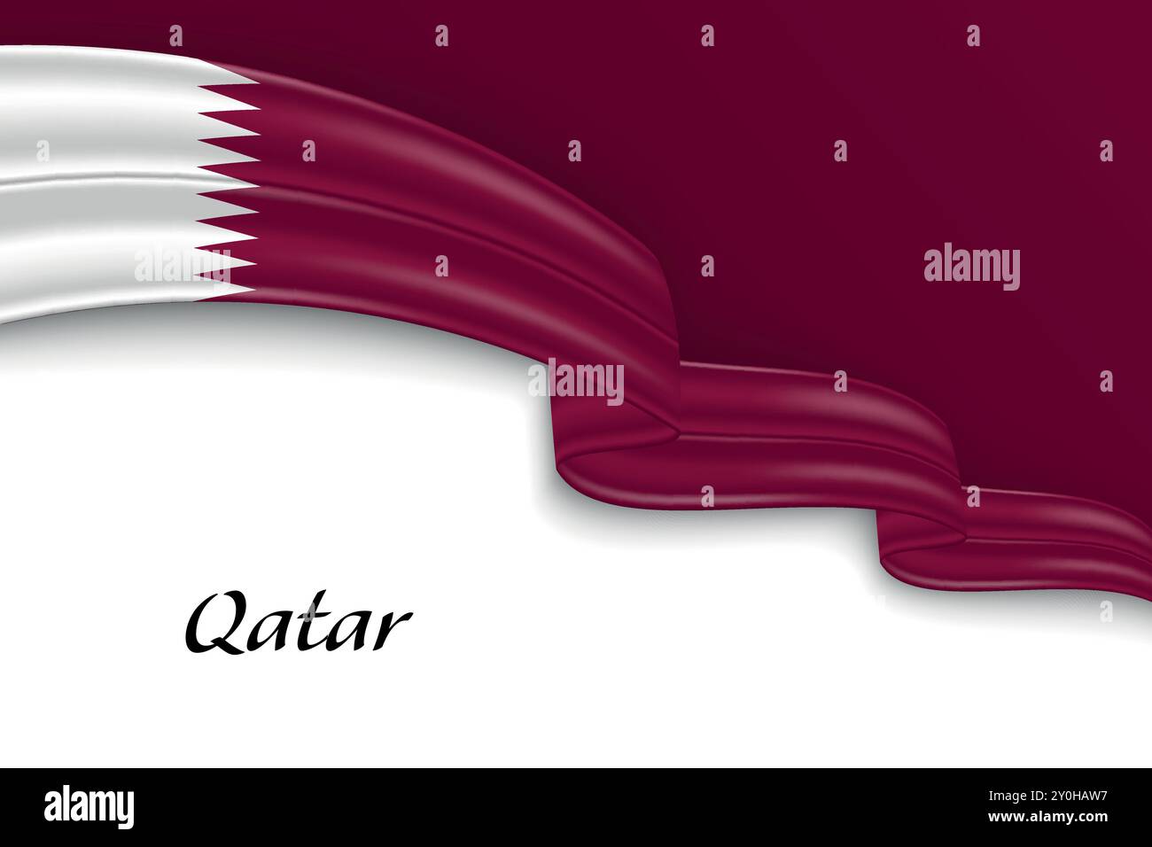 Waving ribbon with flag of Qatar. Template for independence day poster ...