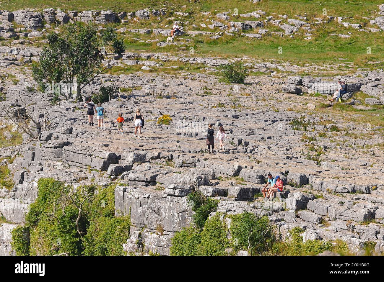 A view of the top of Malham Cove in the Yorkshire Dales National Park ...