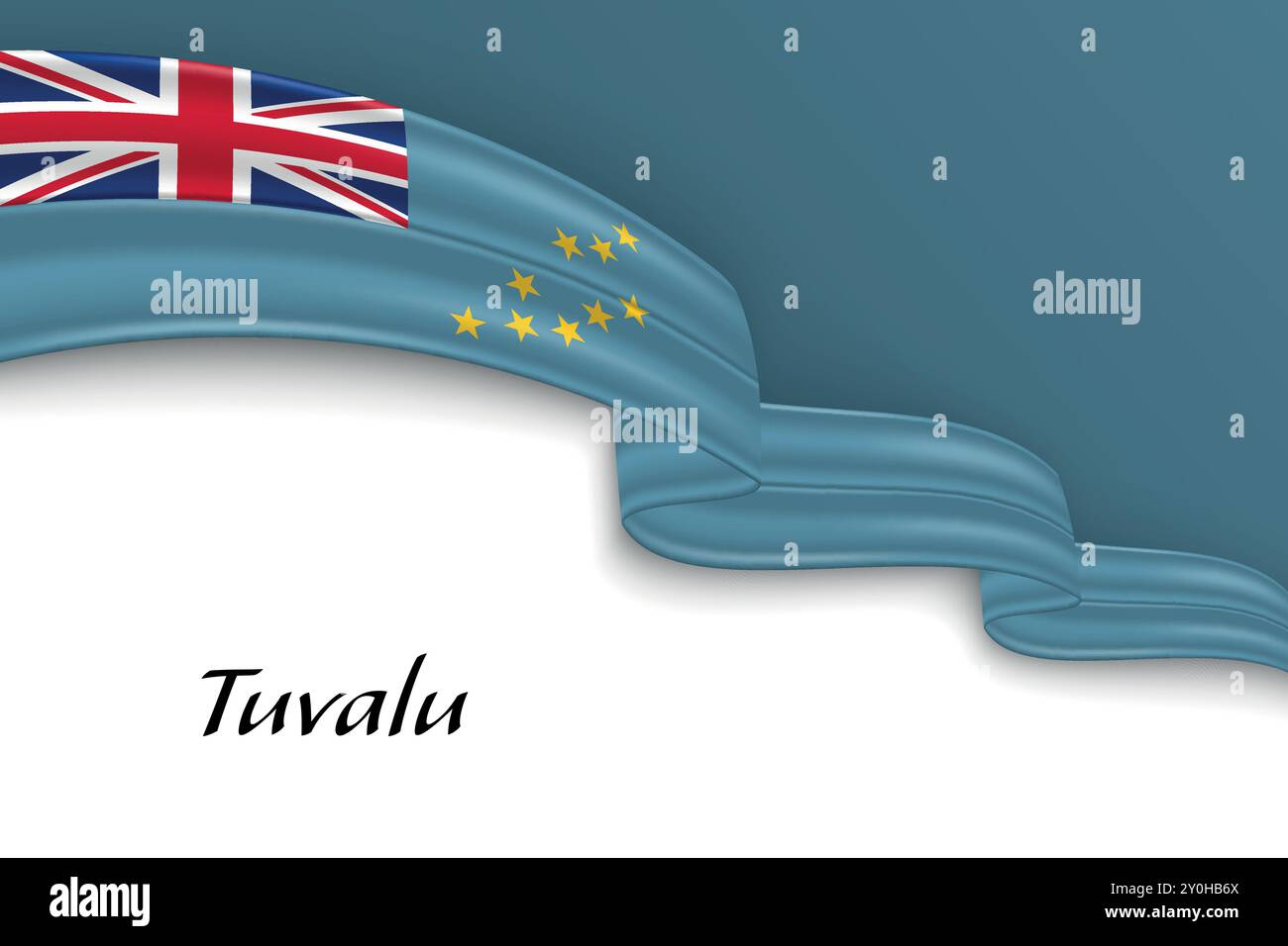 Waving ribbon with flag of Tuvalu. Template for independence day poster ...