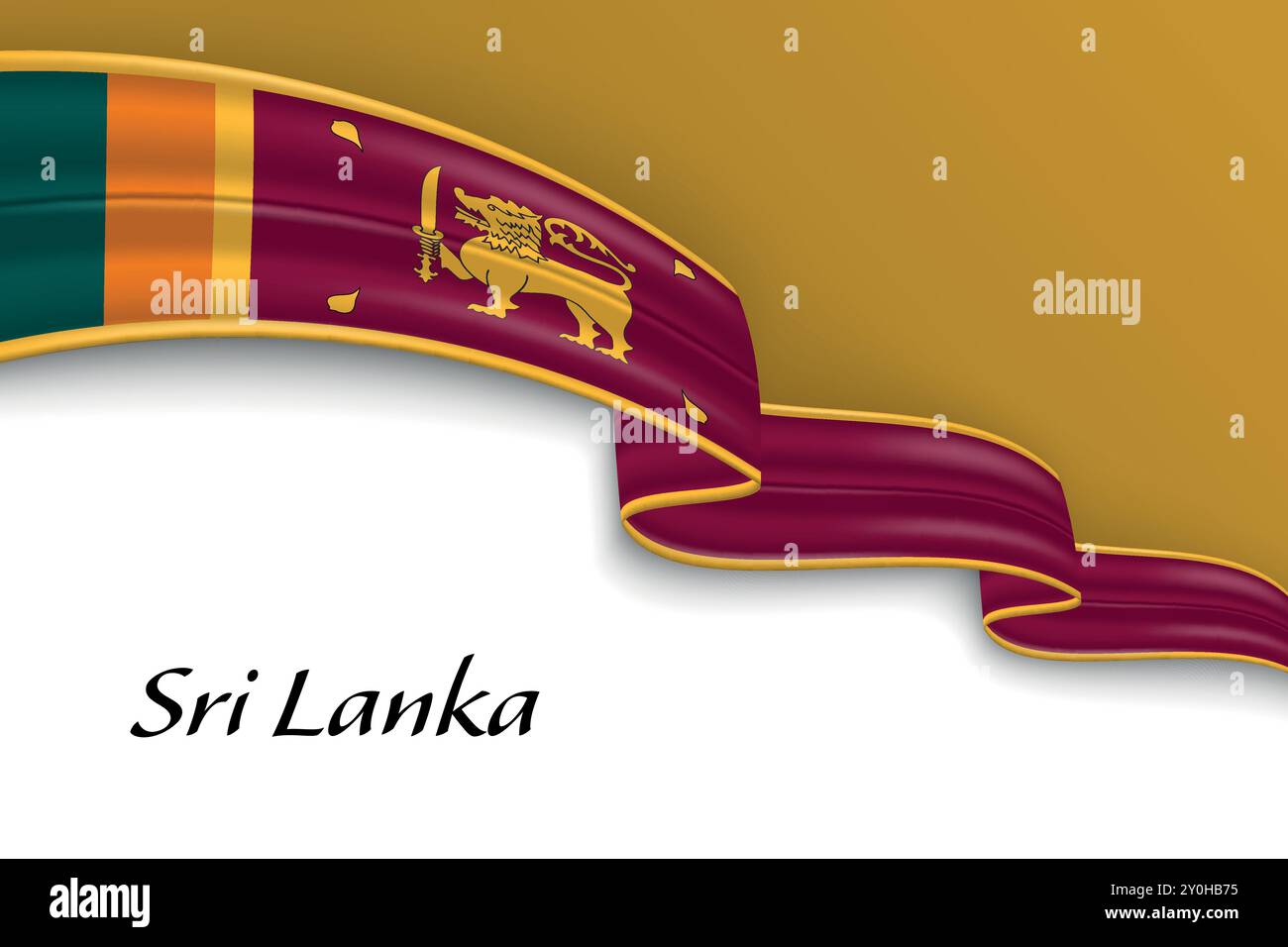 Waving ribbon with flag of Sri Lanka. Template for independence day ...