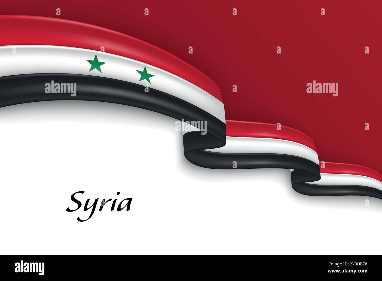 Waving ribbon with flag of Syria. Template for independence day poster ...