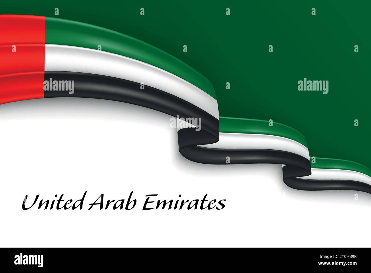 Waving ribbon with flag of United Arab Emirates. Template for ...