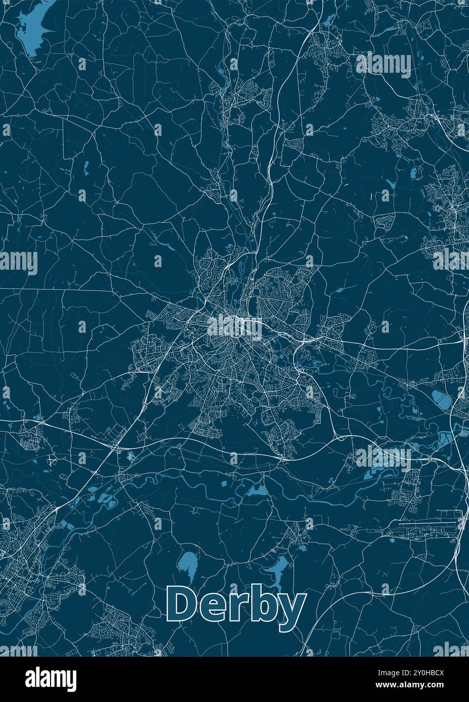 Derby, United Kingdom artistic blueprint map poster Stock Vector Image ...