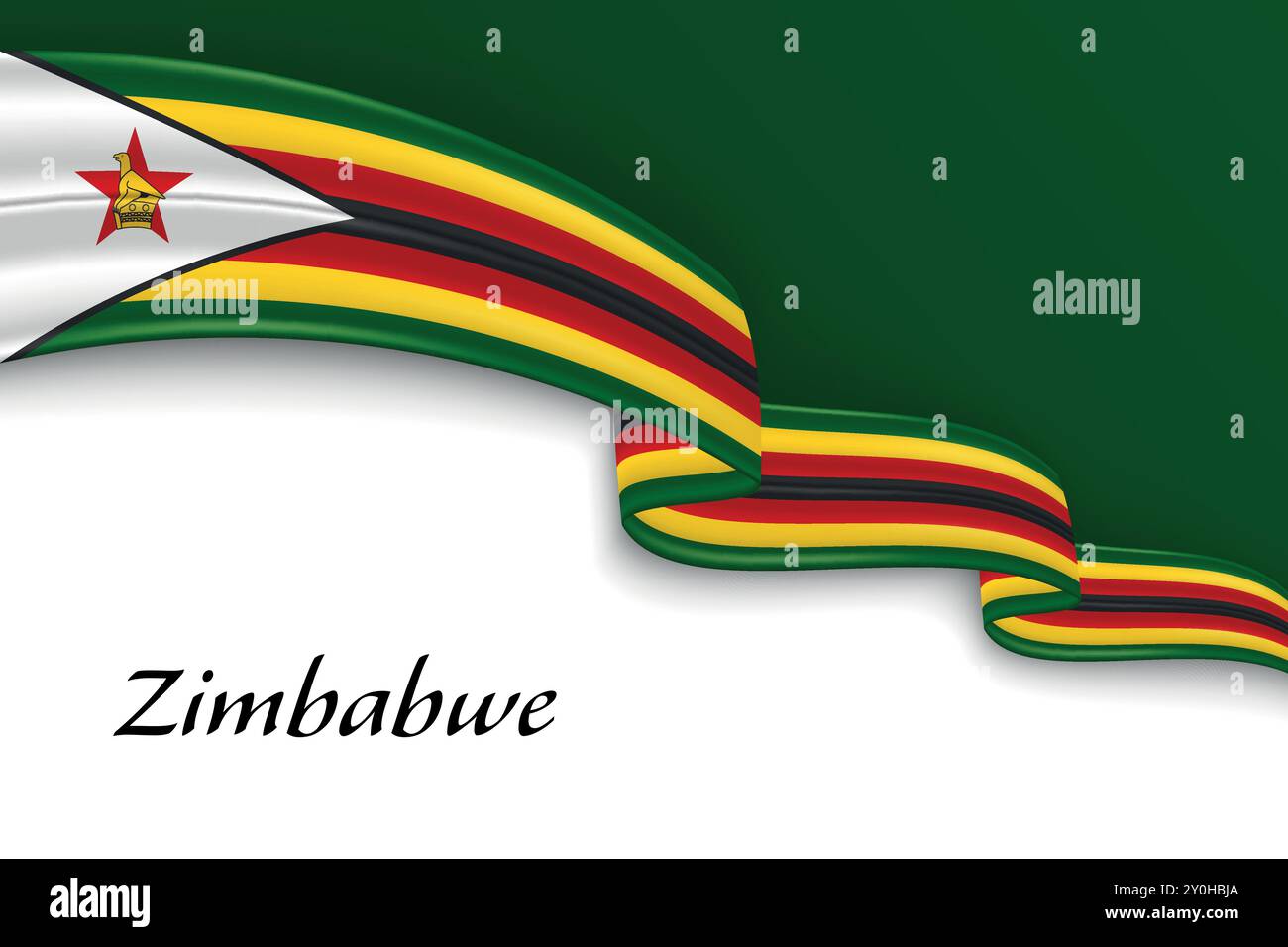Waving ribbon with flag of Zimbabwe. Template for independence day ...
