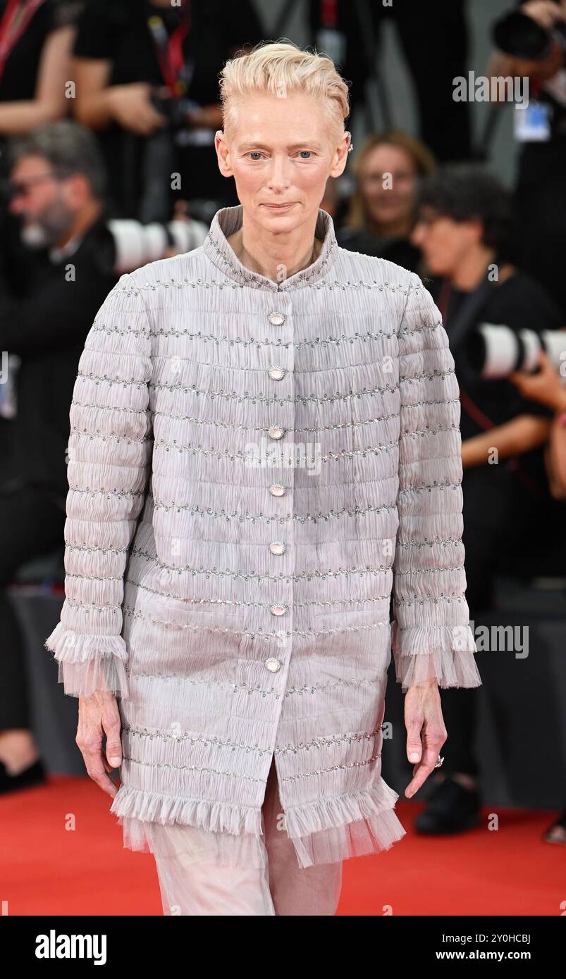 British actress Tilda Swinton attends the premiere of The Room Next ...