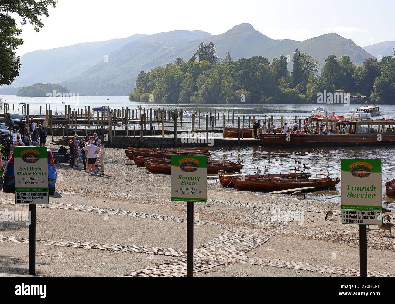 Boats including the Keswick Launch landing stages at Keswick on ...