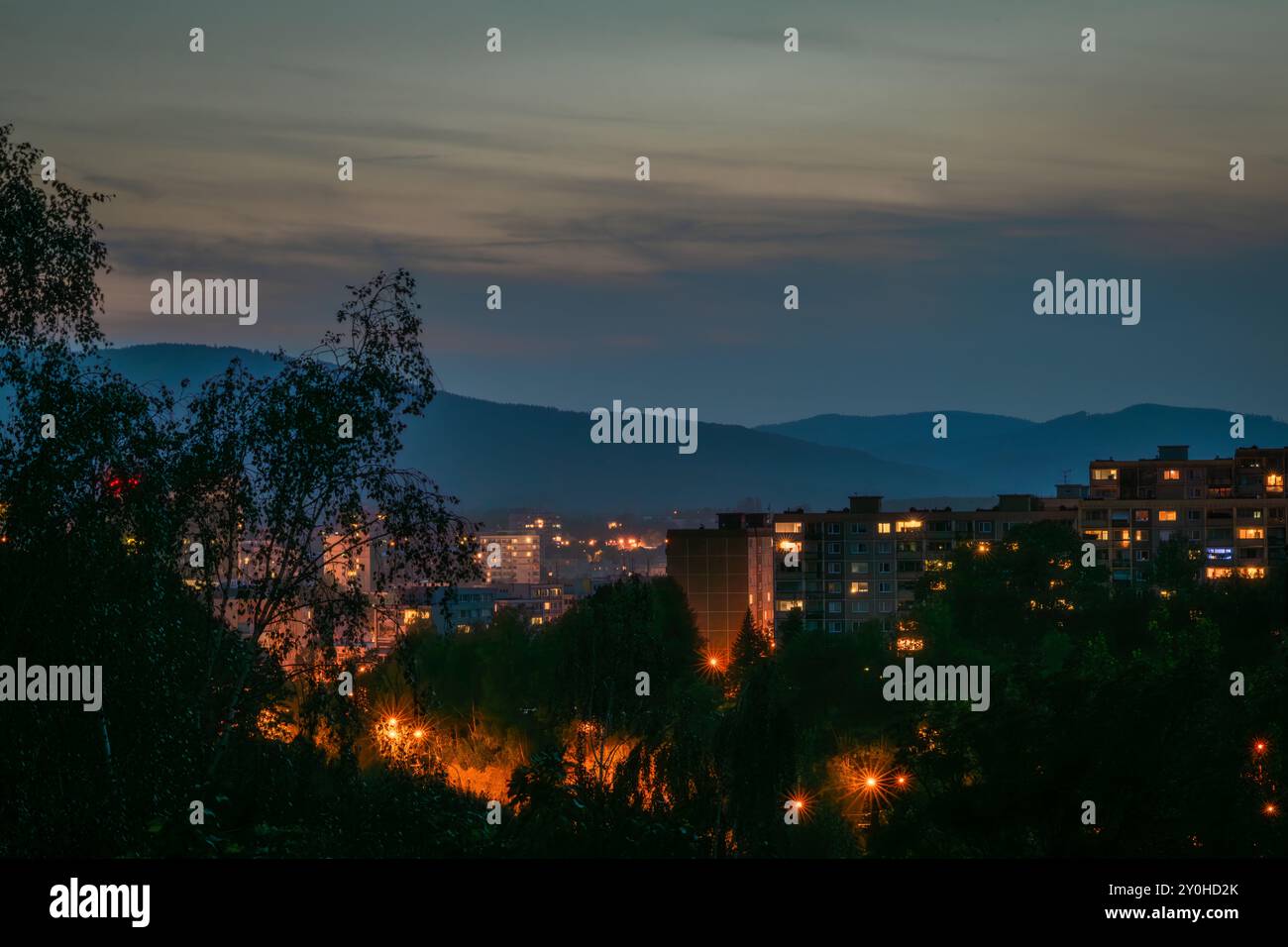 Hot summer color night view from block of flats in Liberec CZ 08 30 ...