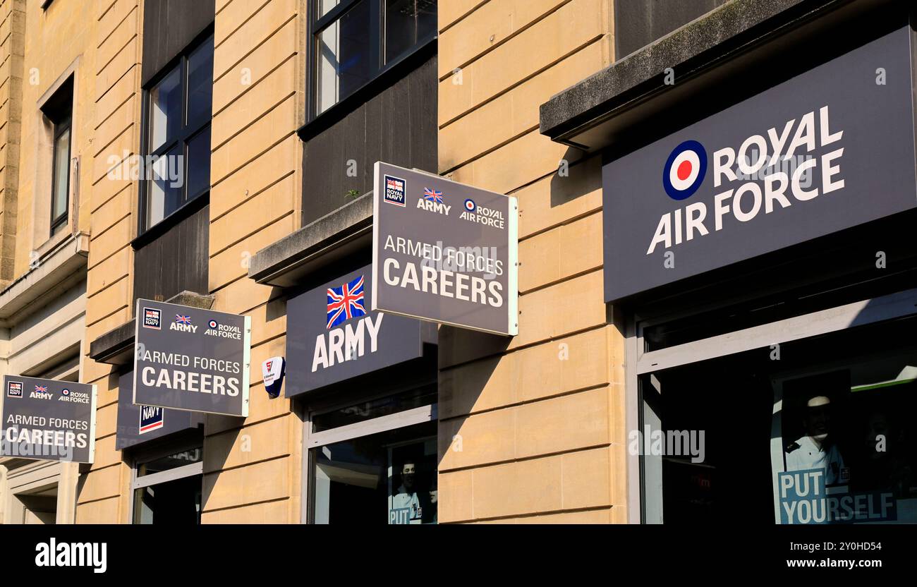 Various armed Forces Careers office and recruitment office with signage, Bristol city centre ...