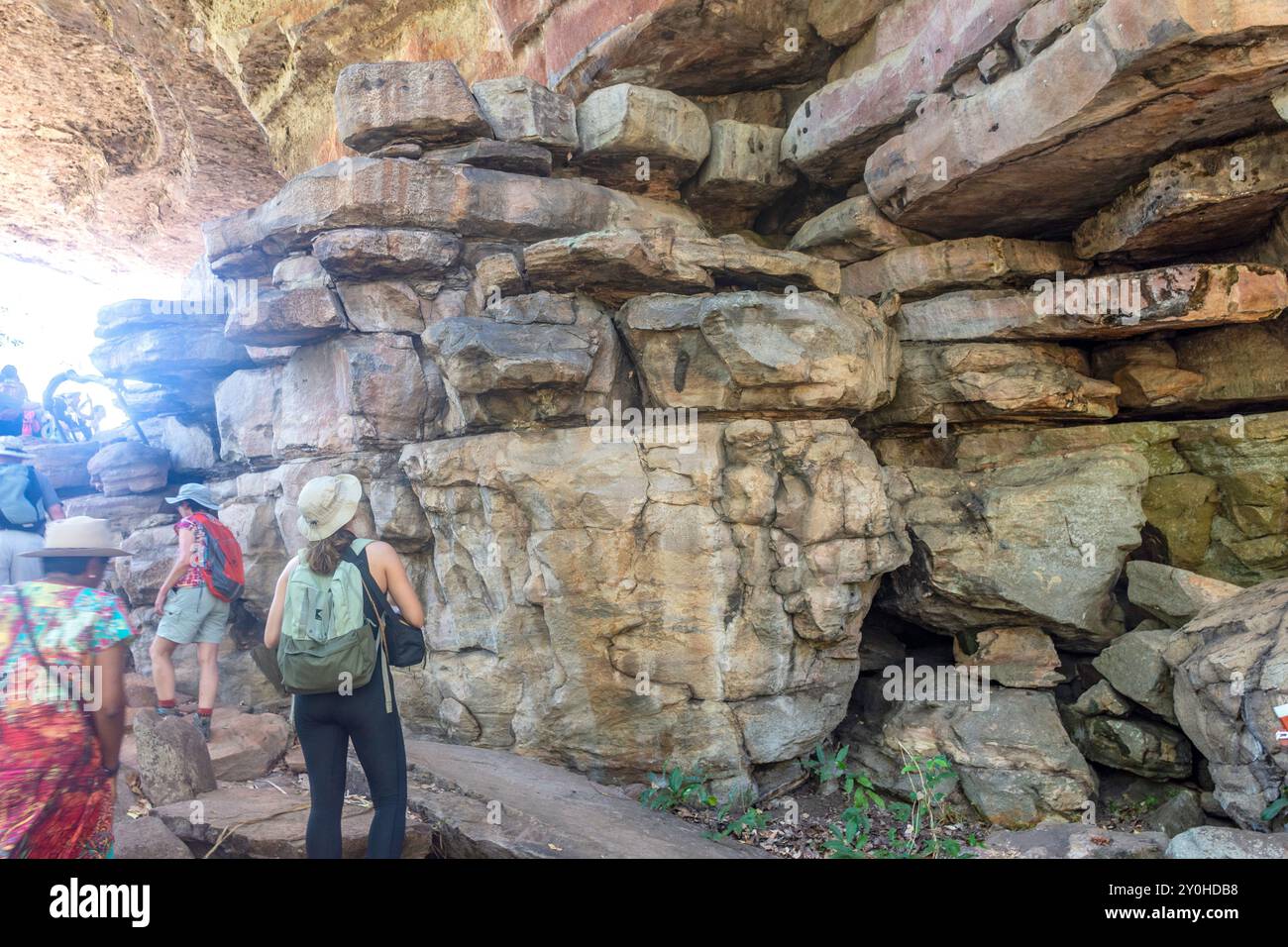 Group at Ubirr Aboriginal rock art site, Kakadu National Park, Kakadu Highway, Jabiru, Northern ...