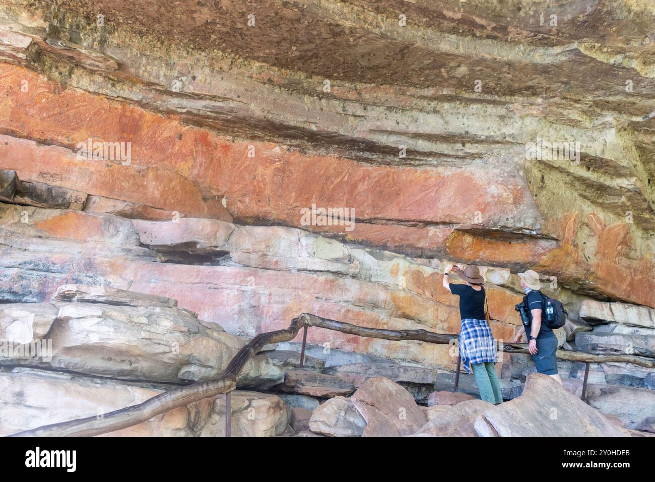 Ancient drawings at Ubirr Aboriginal rock art site, Kakadu National Park, Kakadu Highway, Jabiru ...