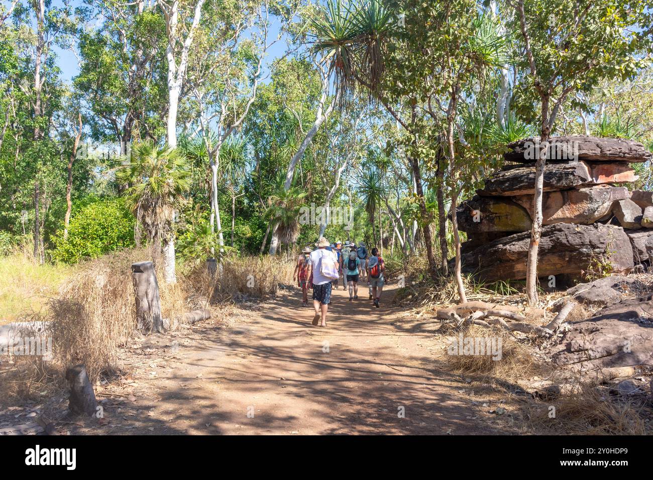 Group walking path to Nadab Lookout at Ubirr, Kakadu National Park, Kakadu Highway, Jabiru ...