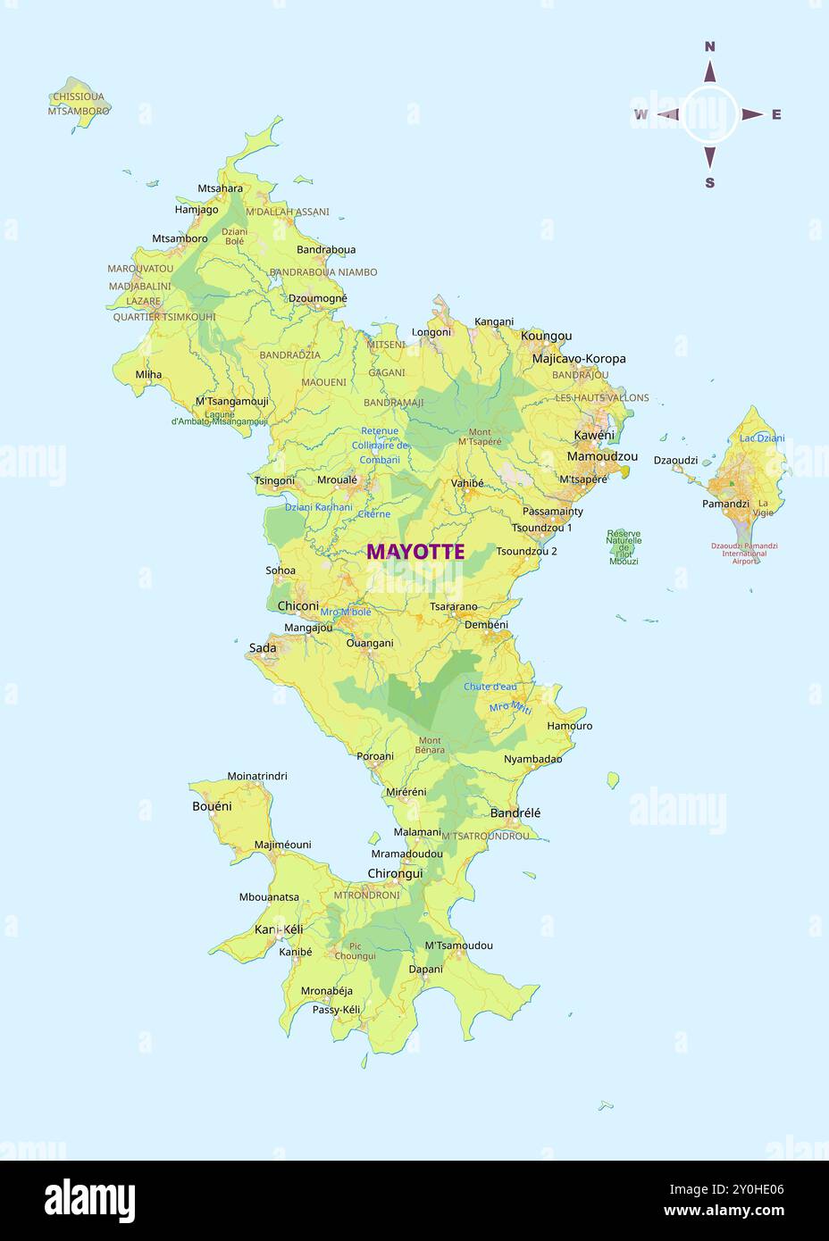 Detailed political physical map of Mayotte Island Stock Vector Image ...