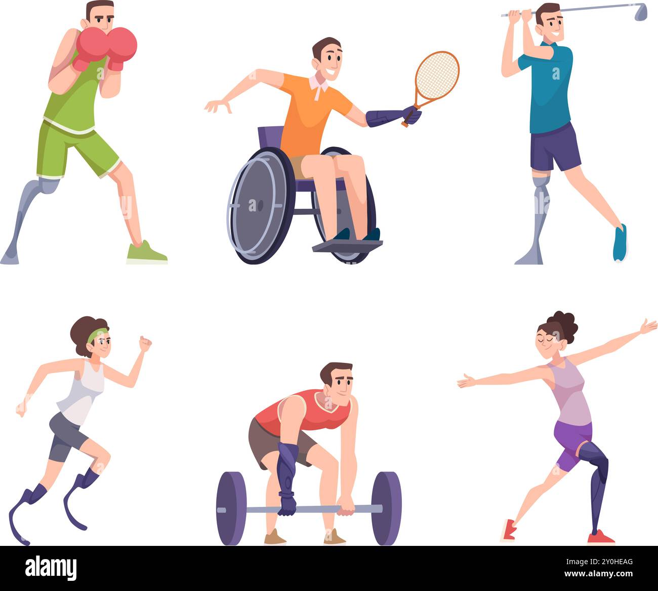 Disabled sport. Active characters fitness persons making sport ...