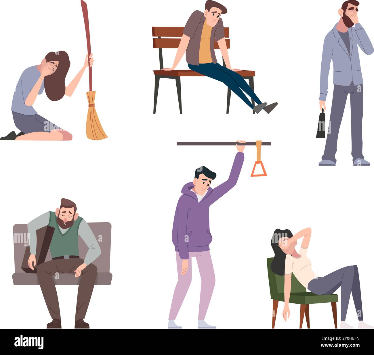 Cartoon tired woman hi-res stock photography and images - Alamy