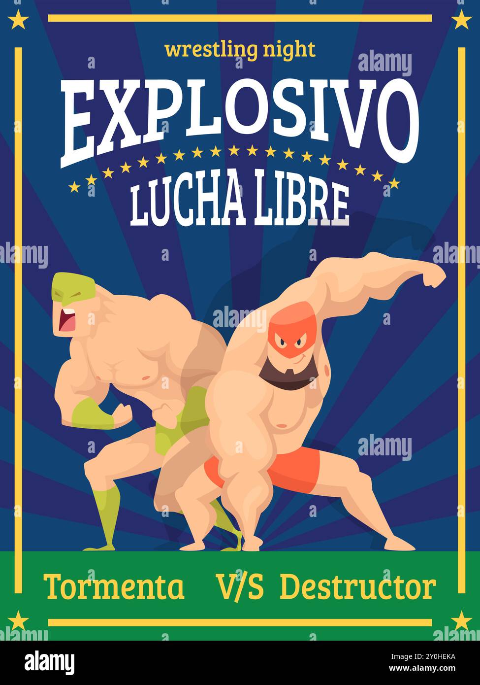 lucha libre. traditional mexican fighters on poster invitation to lucha ...