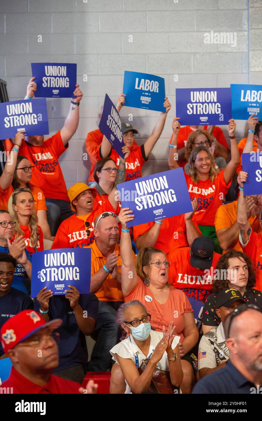 Detroit, Michigan, USA. 2nd Sep, 2024. Union members attended a Kamala ...
