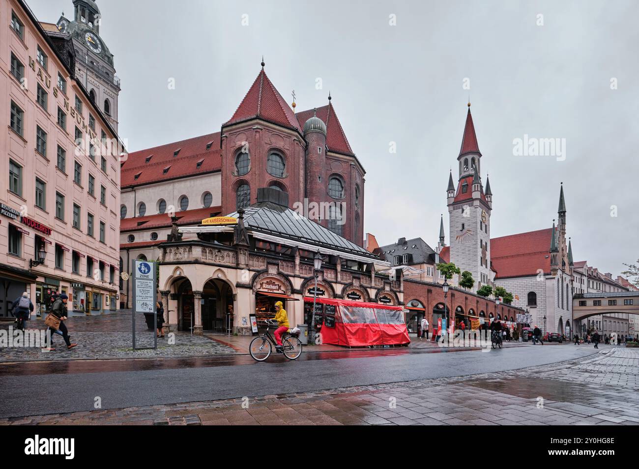 Munich, Germany - April 17, 2024: Street view of the Historic cafe and ...