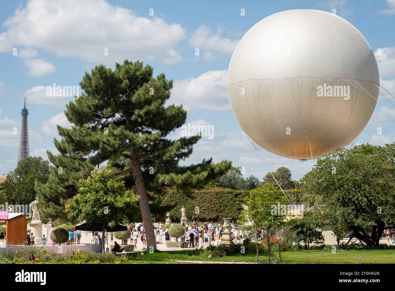 The Eiffel Tower and the 2024 Olympic cauldron in Paris - France Stock ...