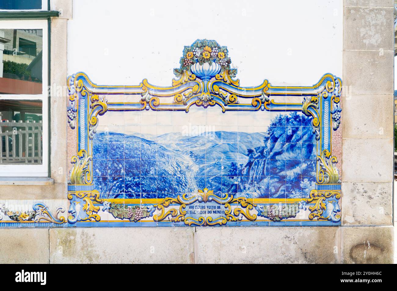 A stunning and beautifully crafted tile mural in blue and yellow that ...