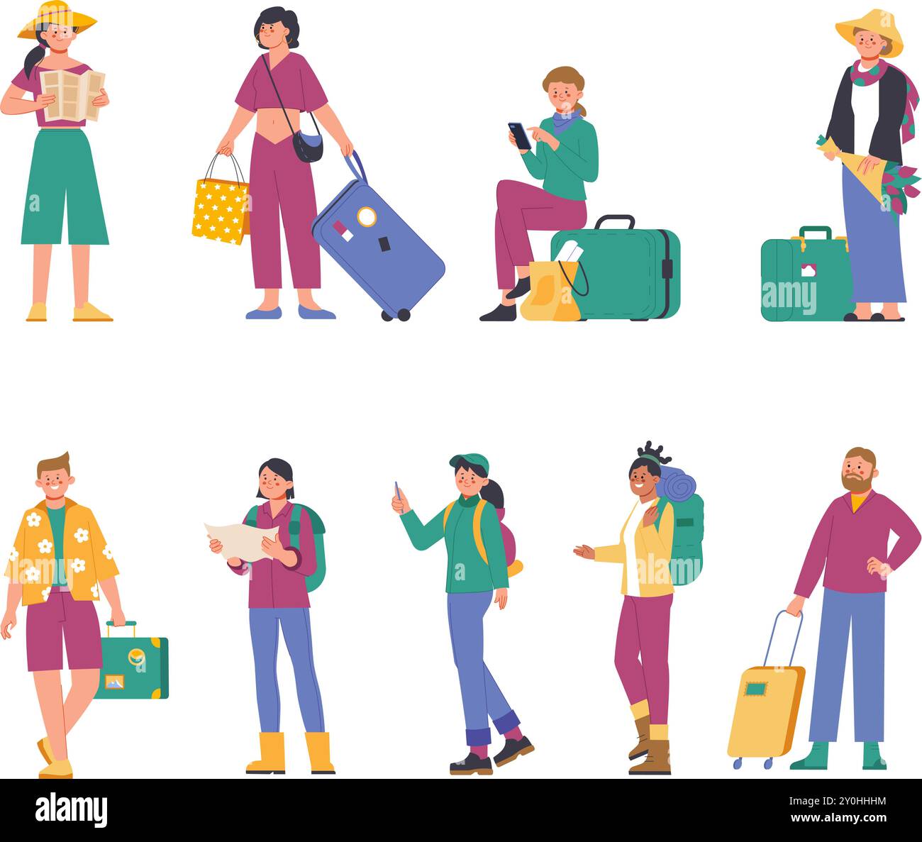 Group of young travellers Stock Vector Images - Alamy