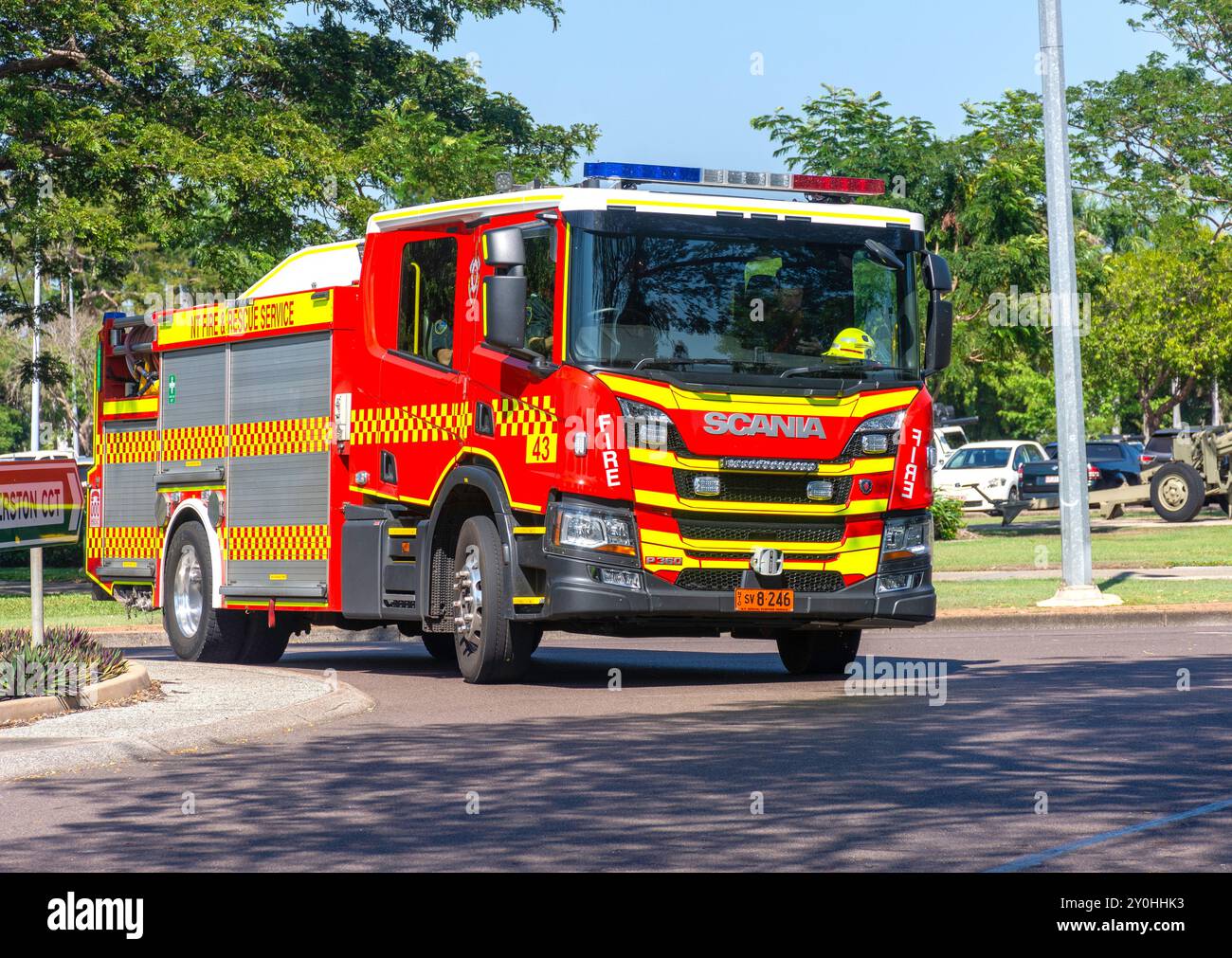 NT Fire & Rescue Service engine on call, Frances Drive, CBD, City of Palmerston, Northern ...