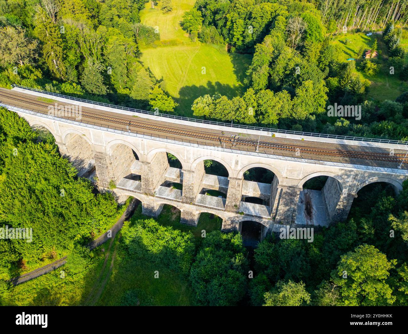 Aerial view of the Sychrov Railway Bridge showcasing its arches above ...