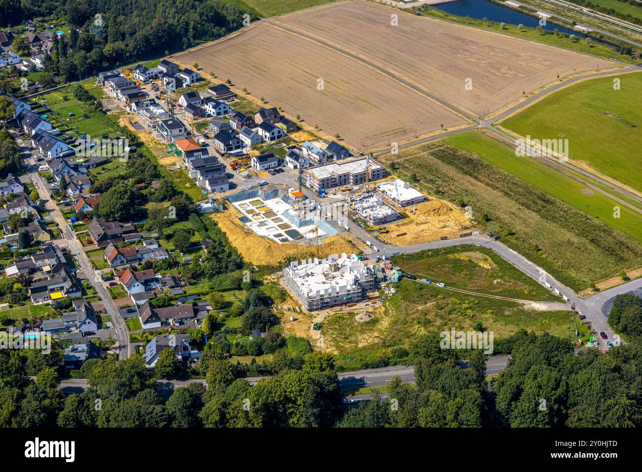 Luftbild, Baustelle und Neubaugebiet Wohnsiedlung am Stadtteilpark ...