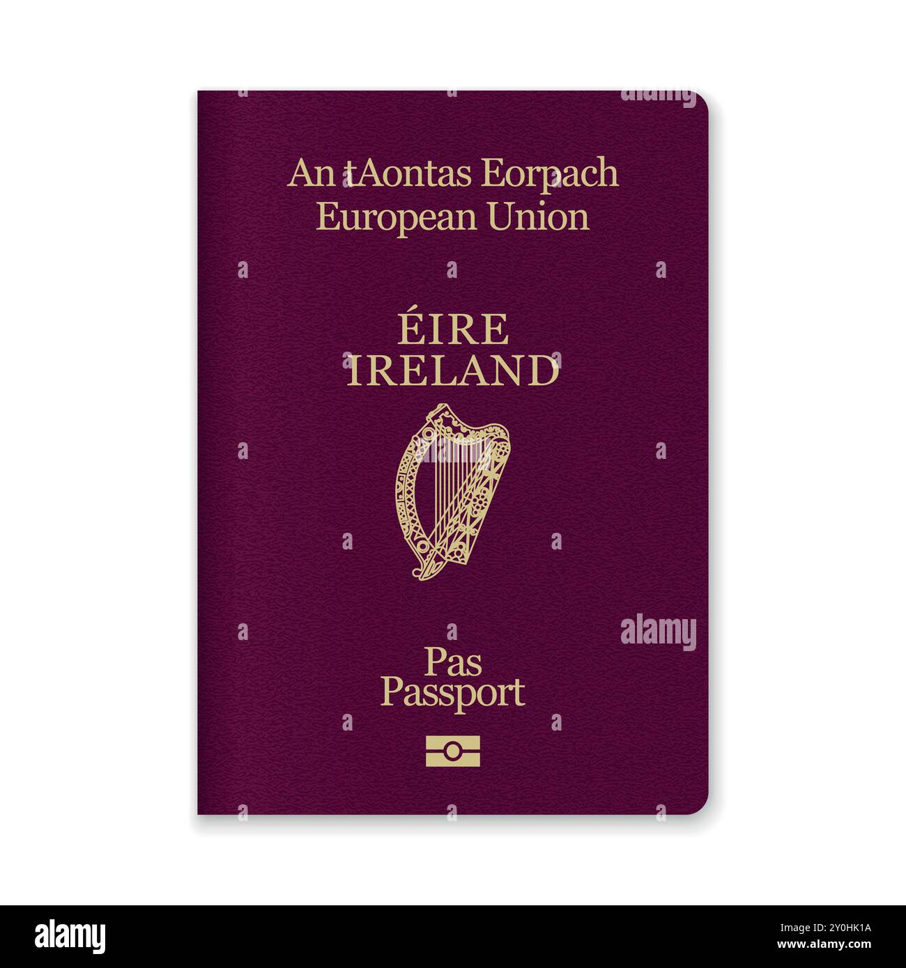 Close-up of a Ireland passport cover featuring gold text and emblem on ...