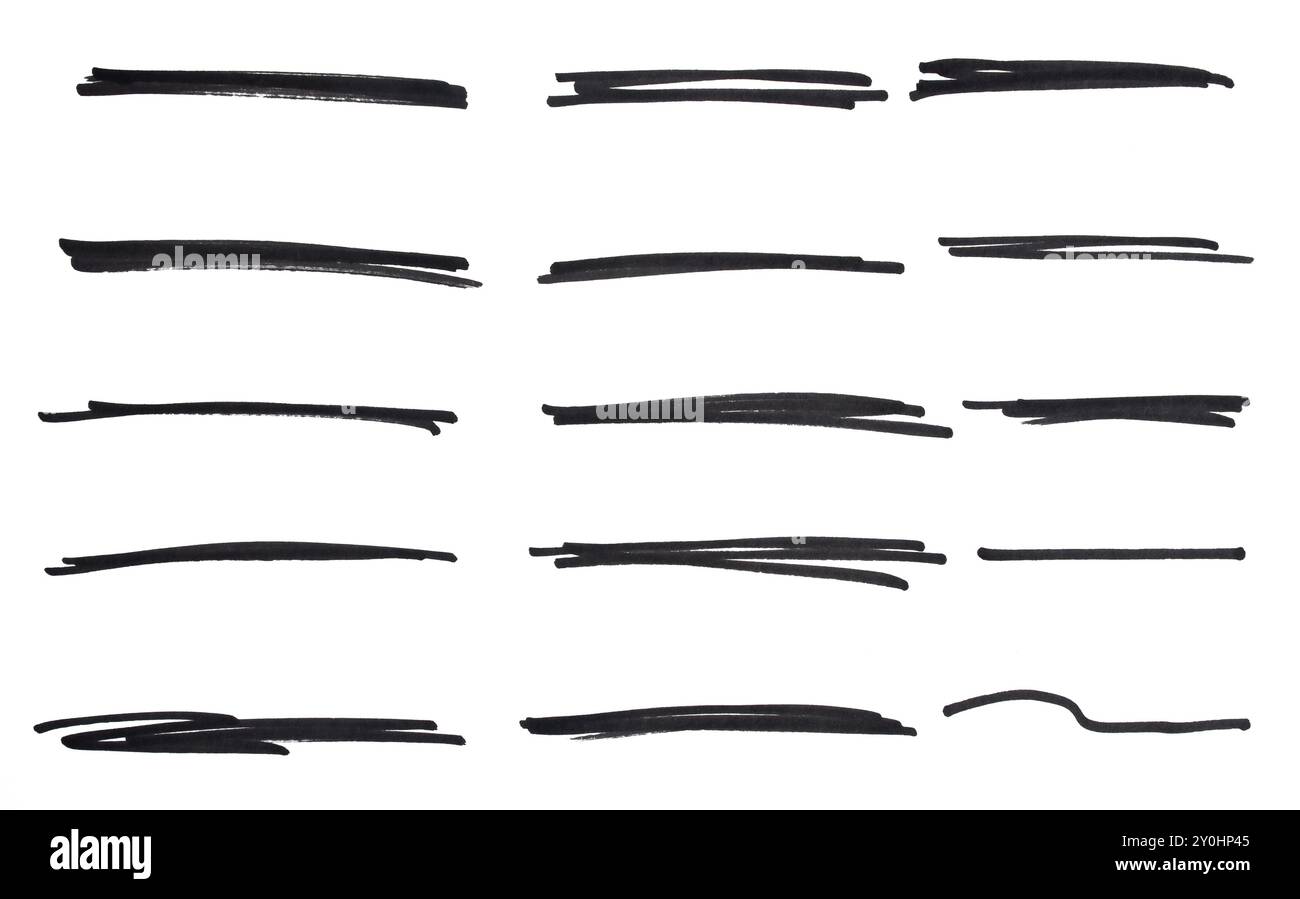 Set of hand drawn marker line design element, grunge strokes, doodle ...