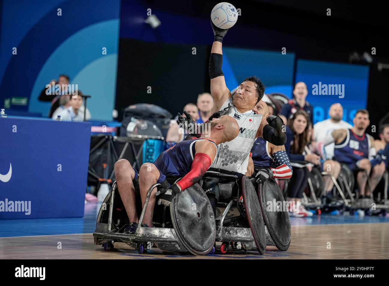 Japan's Yukinobu Ike and Eric Newby of the U.S. fight for the ball ...