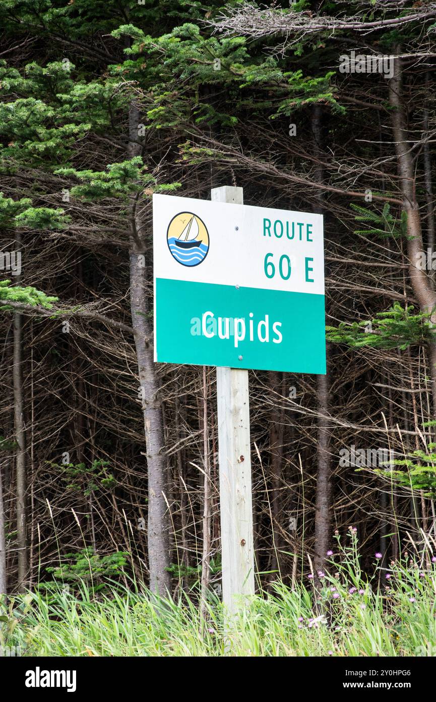 Route 60 E sign in Cupids, Newfoundland & Labrador, Canada Stock Photo ...